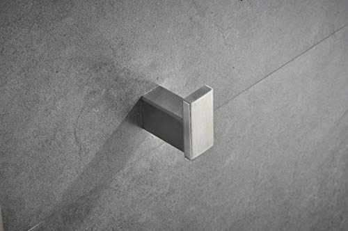 Klabb HNB-30 Square Type SUS 304 Stainless Steel Coat Hook Single Towel/Robe Clothes Hook for Bath Kitchen Garage Heavy Duty Contemporary Square Style Wall Mounted, Brushed Finish