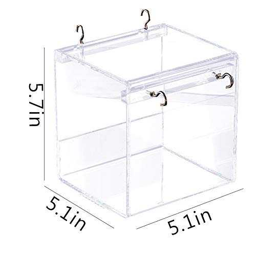 Tfwadmx Bird Bathtub for Cage Parrot Bath Shower Box Bowl No-Leakage Design with Hooks for Small Bird Parrot Myna Budgie Lovebird