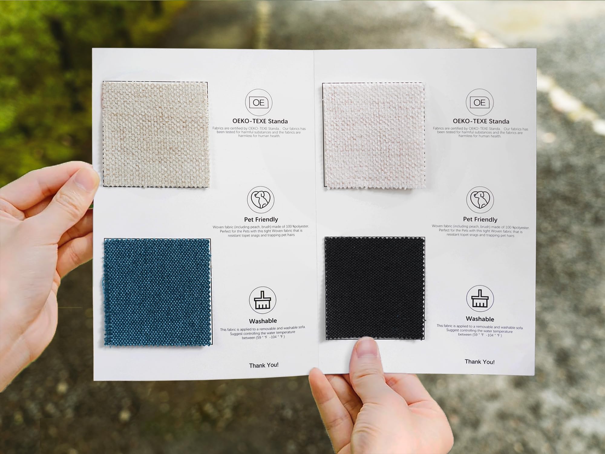 EASE MOOSE Linen Fabric Swatch Kit Modular Sofa Sectional Couch with Storage, Beige, Off-White, Grey, Blue, 4 Colors Linen Fabric Swatch