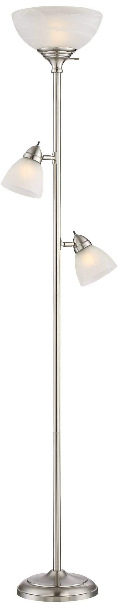 360 Lighting Ellery Modern Tree Torchiere Floor Lamp Standing 3-Light 72" Tall Brushed Nickel Silver Frosted White Glass Shade Decor for Living Room Reading House Bedroom Office