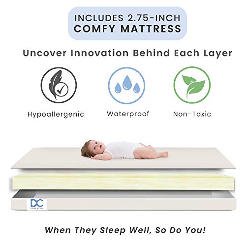 Delta Children Gio Mini Crib with 2.75" Mattress Included, Bianca White/Natural