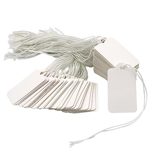 jijAcraft 500Pcs White Price Tags with String Attached,Paper Blank Labeling Tags,Small Price Display Tags with String,Strung Marking Tags,Writable Price Tags for Retail,Clothing,Jewelry (1.8" x 1")