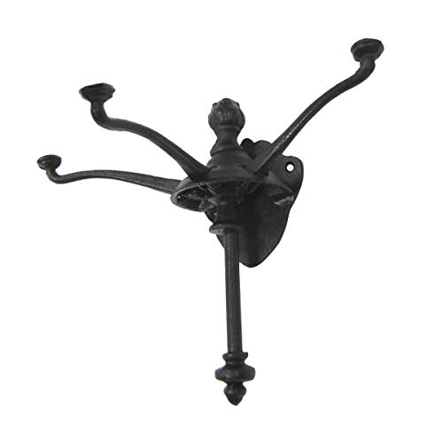 TG,LLC Treasure Gurus Cast Iron Retractable Wall Hook Folding Coat Hanger Jacket Holder Rustic Home Decor