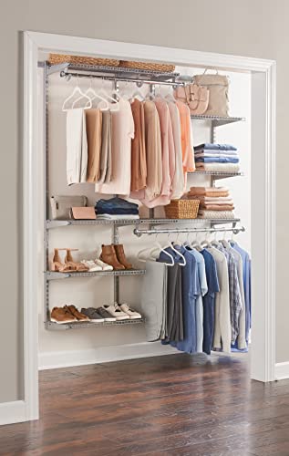 Rubbermaid Configurations Deluxe Custom Closet Kit, 3-6 Ft. Adjustable Metal Wire Shelving, Titanium Finish, Expandable Organization System, Hardware Included, for Home Closet/Pantry/Laundry/Mudroom