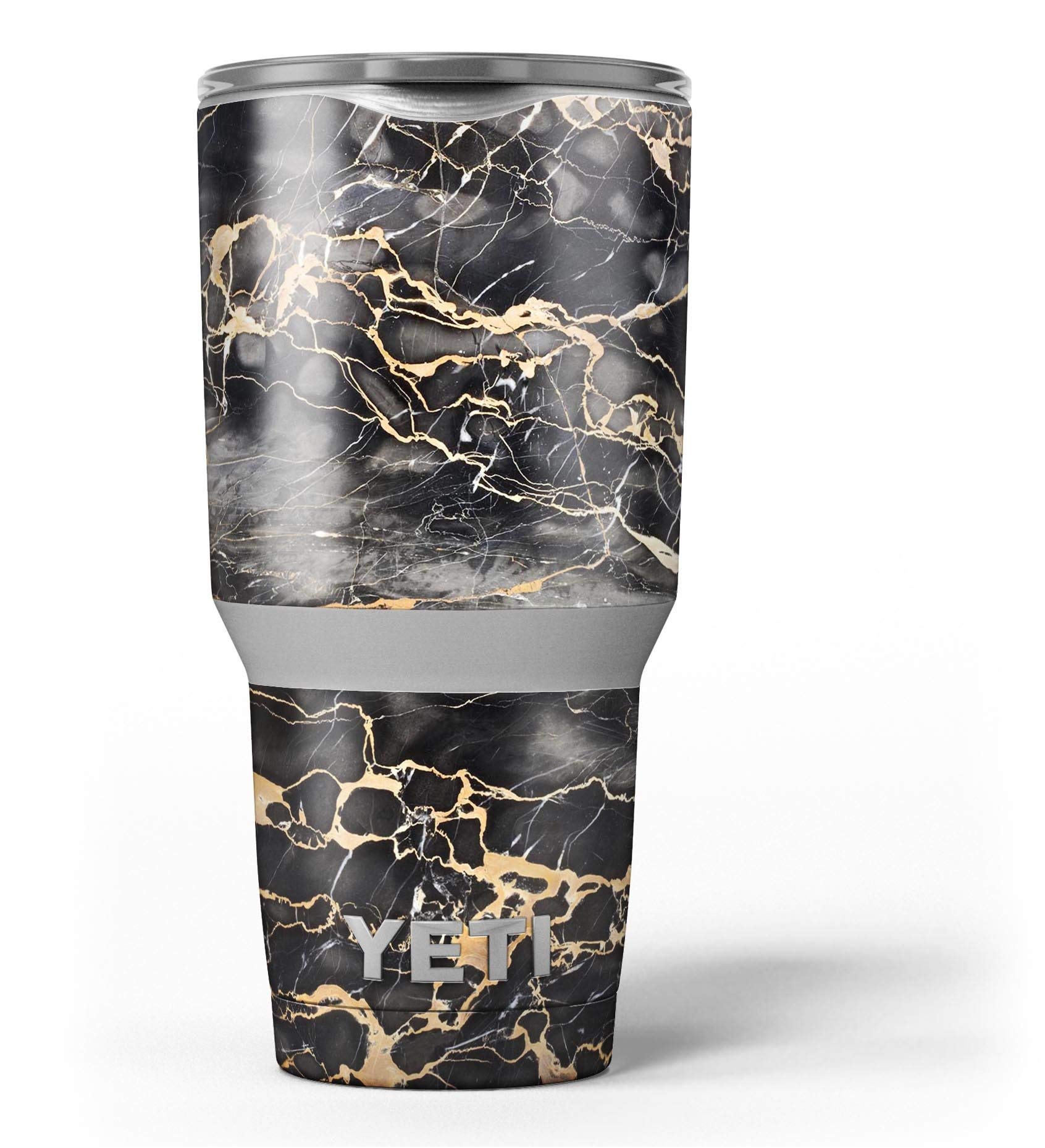 Design Skinz Black and Gold Marble Surface - Skin Decal Vinyl Wrap Kit Compatible with The Yeti Rambler Cooler Tumbler Cups
