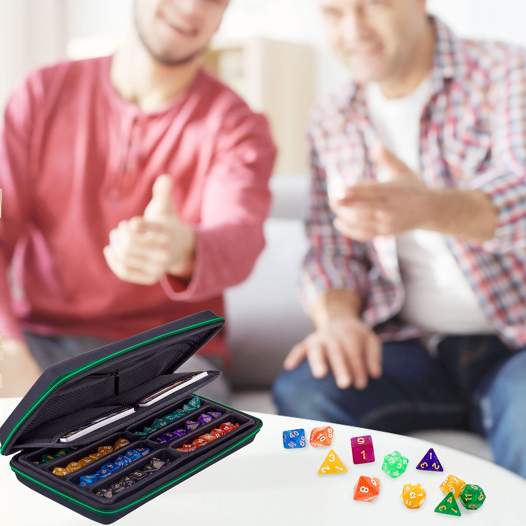 SIQUK Green EVA Dice Case with Detachable Tray and Handle for Dungeons & Dragons and Other RPG Games