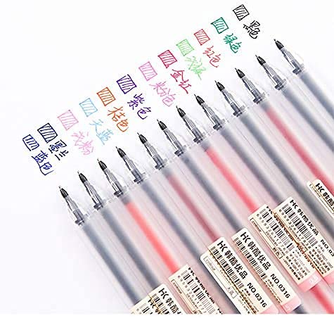 NYKKOLA Japanese Style Gel Ink Ball Point Pen [0.5mm] Fine Ballpoint Maker Pen for Office School Stationery Supply(12PCS Colorful)
