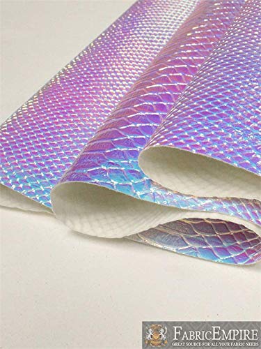 Fabric Empire Vinyl Upholstery Embossed Snake Holographic Glossy Fabric Light Blue 54" Wide Sold by The Yard