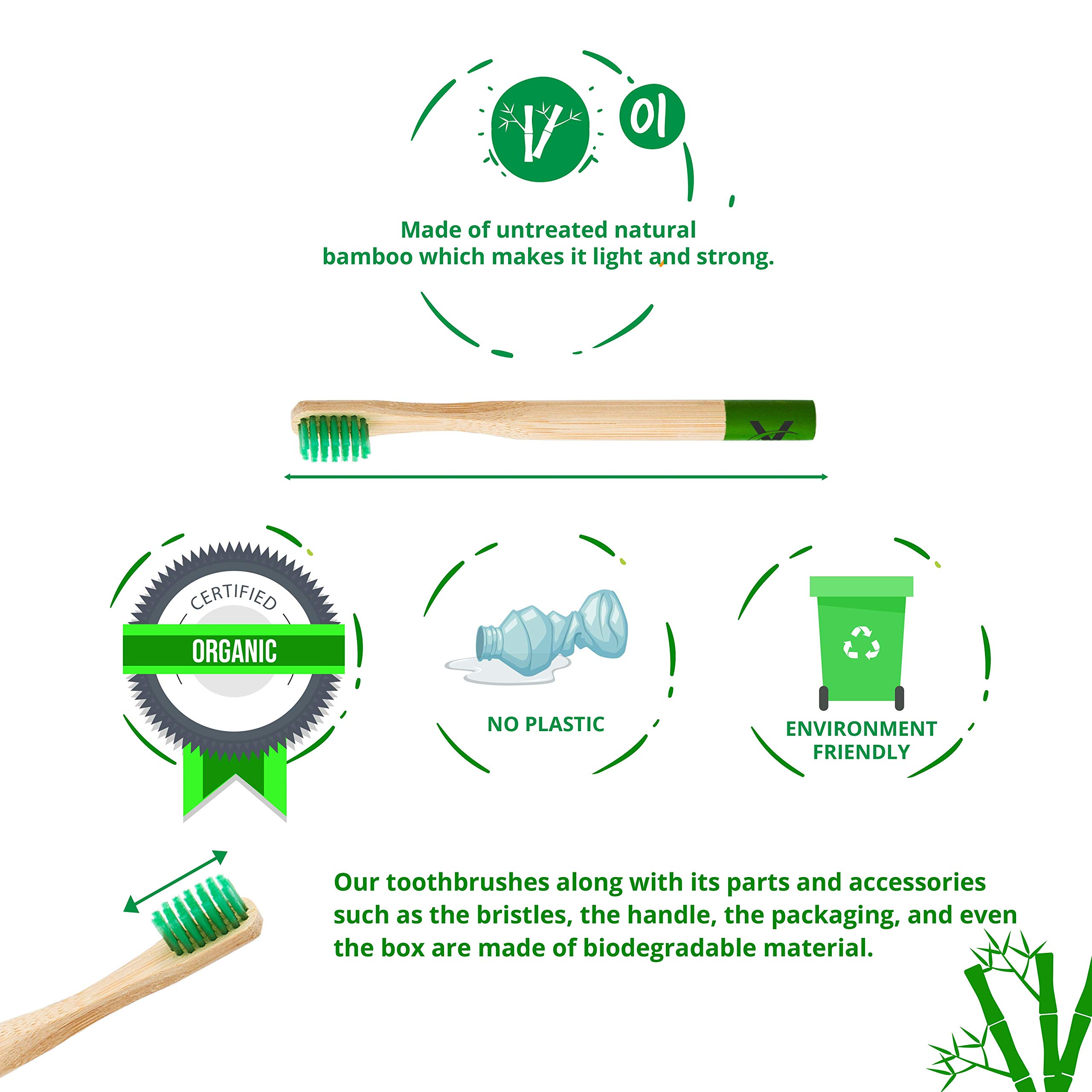 Vaireo Bamboo Toothbrushe - Soft Bristles Wooden toothbrushes - Organic Wooden Toothbrushes - 100% Natural, Eco-Friendly and Biodegradable (Kids Colourful 6 Pack)