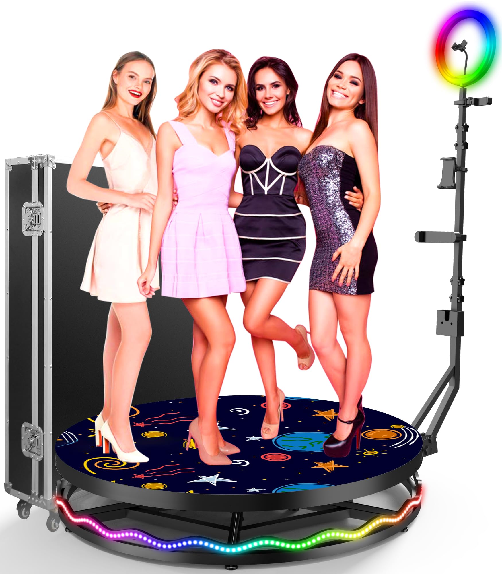 360 Photo Booth Machine for Parties with Ring Light Selfie Holders Remote Control Automatic Slow Motion 360 Camera Booth for Cheristmas Wedding