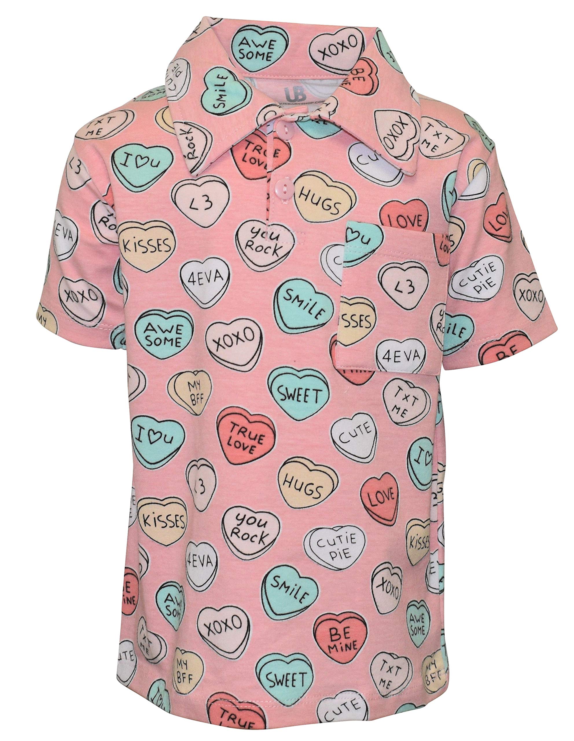 Unique Baby Boys Valentines Day Candy Hearts Polo Shirt (2t, Candy Hearts)