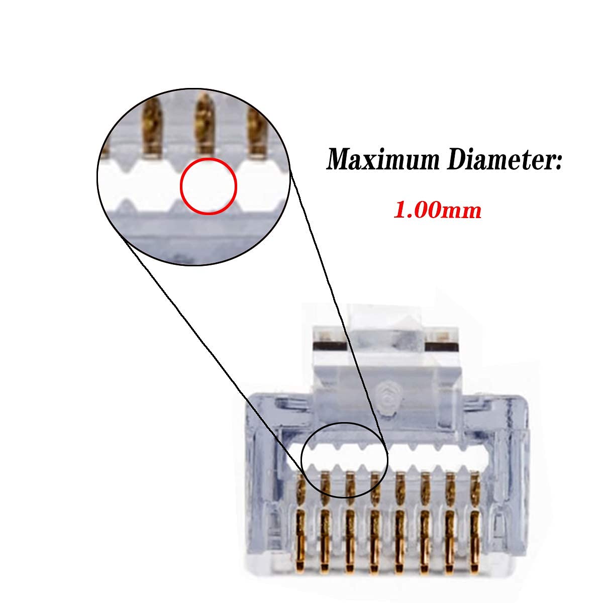 RJ45 Cat5 Cat5e Connectors End Pass Through Gold Plated 8P8C UTP Ethernet Network Plug(100Pack)