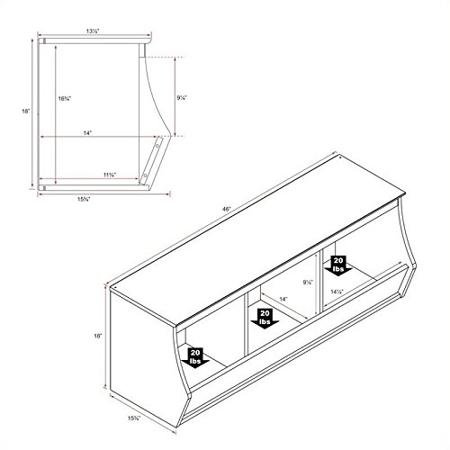 Hawthorne Collections Stackable 3-Bin Storage Cubby in White
