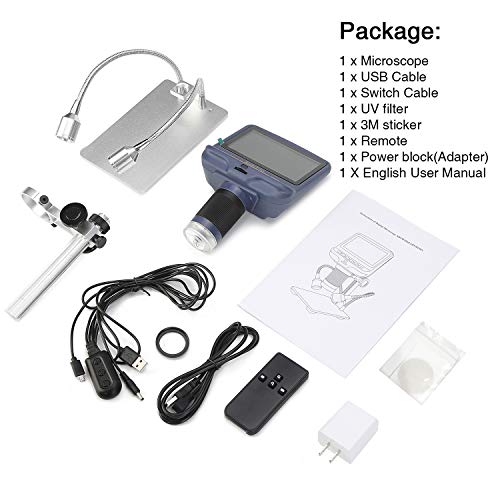 Koolertron 4.3 inch LCD Digital Microscope,10X-220X Magnification Zoom Coin Microscope,8 LED Adjustable Light &Fill Lights,1080P Camera Video Microscope for PCB/Watch Repairing/Plant/Rock Observing