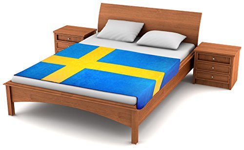 Fuzzy FlagsTM Sweden Flag Fleece Blanket - 80-inches x 50-inches - Oversized Swedish Flag Travel Throw Cover