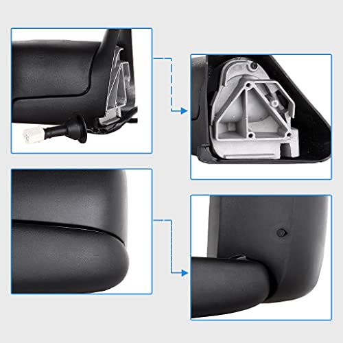 ECCPP Towing Mirror Replacement fit for 1998-2001 for Dodge for Ram 1500 1998-2002 for Ram 2500 3500 Pickup Power Heated Manual Folding Tow Mirrors