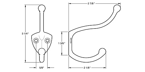 Deltana CAHH3U3-UNL Coat & Hat Hook44; Unlacquered Bright Brass - Solid Brass