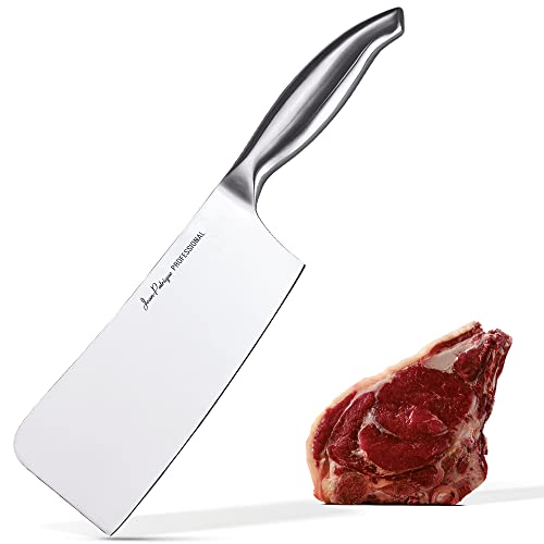 Jean-Patrique Cleaver Butcher Knife - Single Forged with Razor Sharp Edge Cleaver Knife - Kitchen Chopping Knife Meat Cleaver 6.7"/17cm