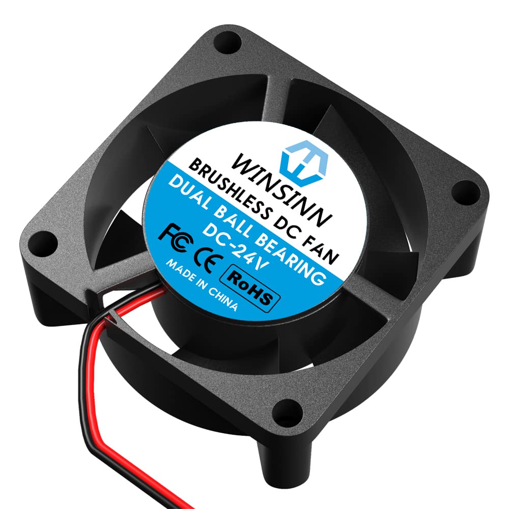WINSINN 25mm Fan 24V, 3D Printer Micro 24 Volt Fans 2510 Dual Ball Bearing, Brushless Cooling 25mmx10mm 2PIN (Pack of 2Pcs)