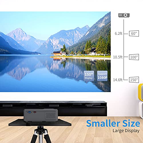 Mini Portable WiFi Projector Support 1080P Home Theater,Wireless Outdoor Movie Projector with Bluetooth,Indoor Smart Android Projector Built in Apps/Speaker/HDMI/USB for Laptop Phone TV Stick