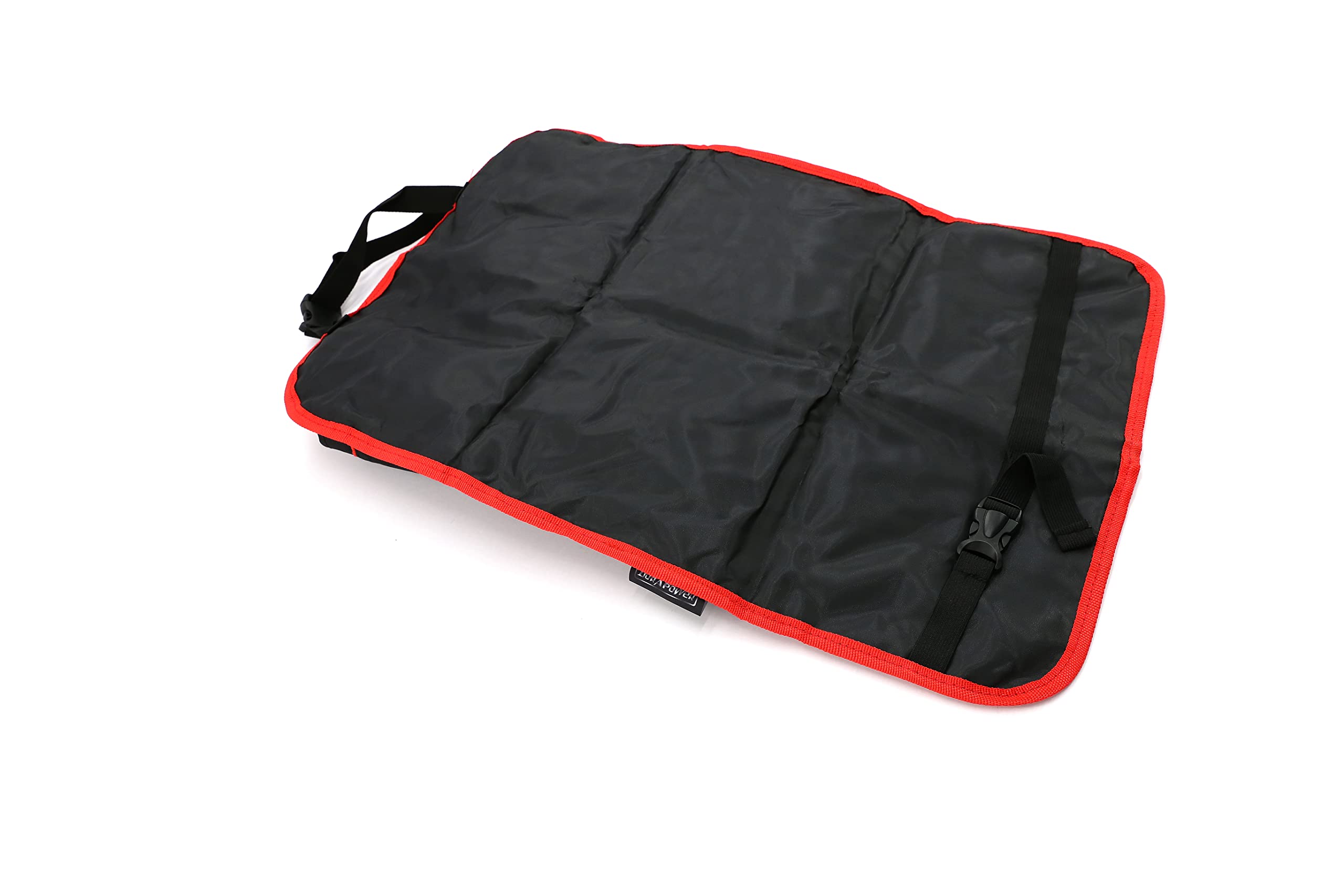 Durapower AM25-1625-GM Premium Backseat Organizer for Kids,Waterproof and Stain Resistant Kick Mats Back Seat Protector, Durable Backseat Car Organizer with Large Storage, Kick Mat, Black Red