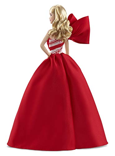 Barbie 2019 Holiday doll, 11.5-inch, Blonde, Wearing Red and White Gown, with Doll Stand and Certificate of Authenticity