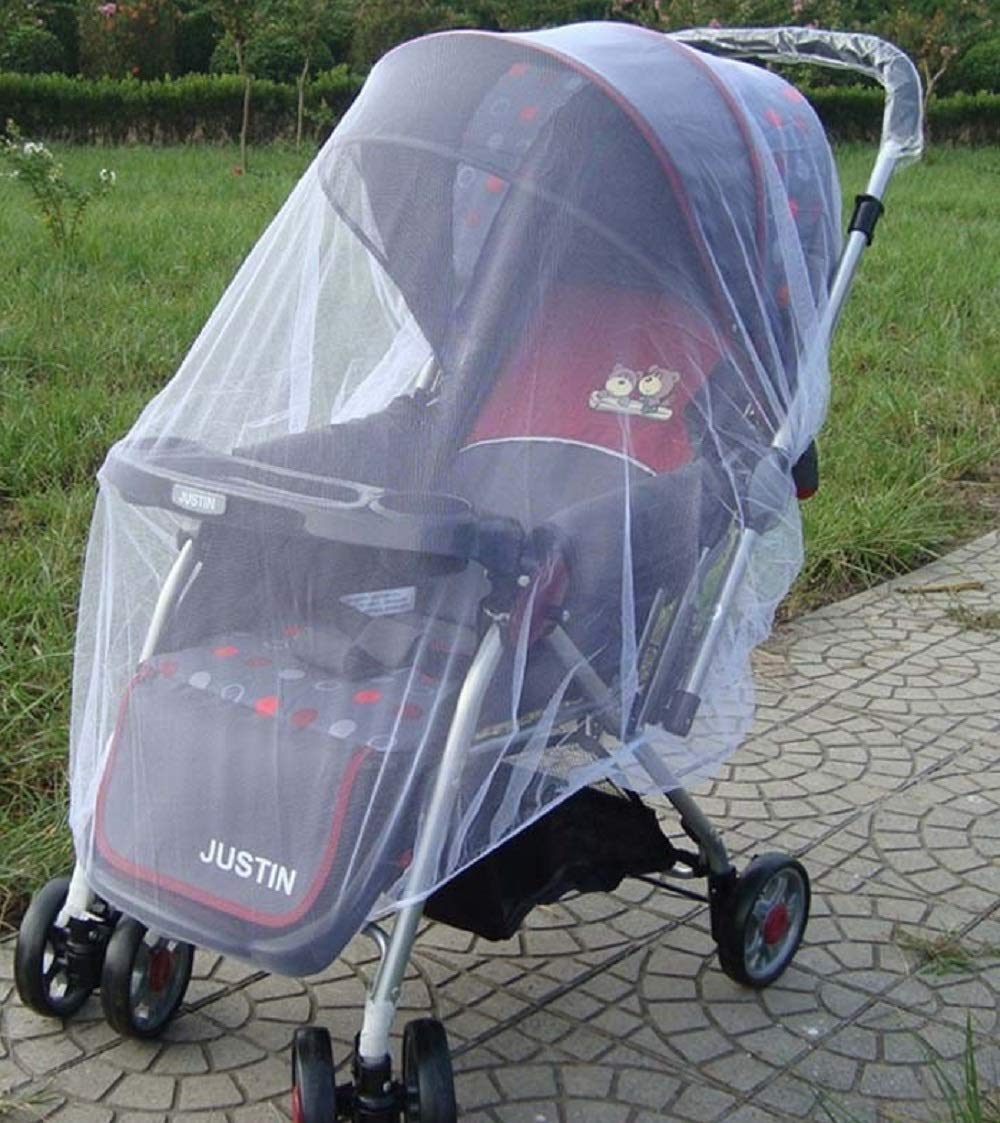 Strollers Net for Strollers Carriers Car Seats Cradles, Large, Elastic, Breathable Lasting Infant Insect Shield Netting (White)