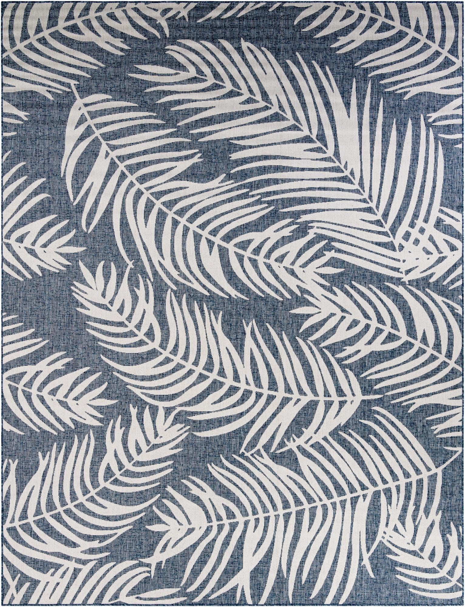 Unique Loom Outdoor Botanical Collection Area Rug - Palm (10' x 13' 1" Rectangle Blue/Navy Blue)