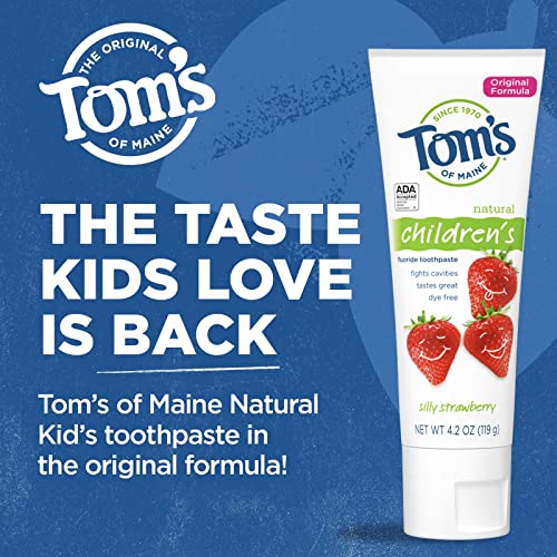 Tom's of Maine Natural Kid's Fluoride Toothpaste, Silly Strawberry, 5.1 oz. (back in original formula)
