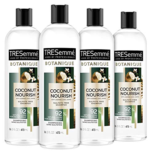 TRESemmé Botanique Coconut Nourish Shampoo for Dry, Frizzy Hair - 92% Derived Natural Materials, Professional Performance, 16 Fl Oz (Pack of 4)