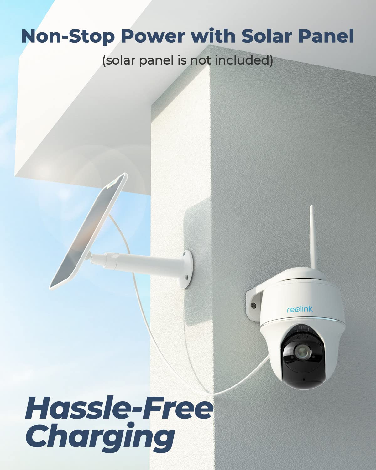 REOLINK Argus PT +SP - 5MP Security Cameras Wireless Outdoor, Solar Powered, 360° Pan Tilt, 5/2.4Ghz Dual Band WiFi, Smart Detection, No Extra Fee, No Hub Needed