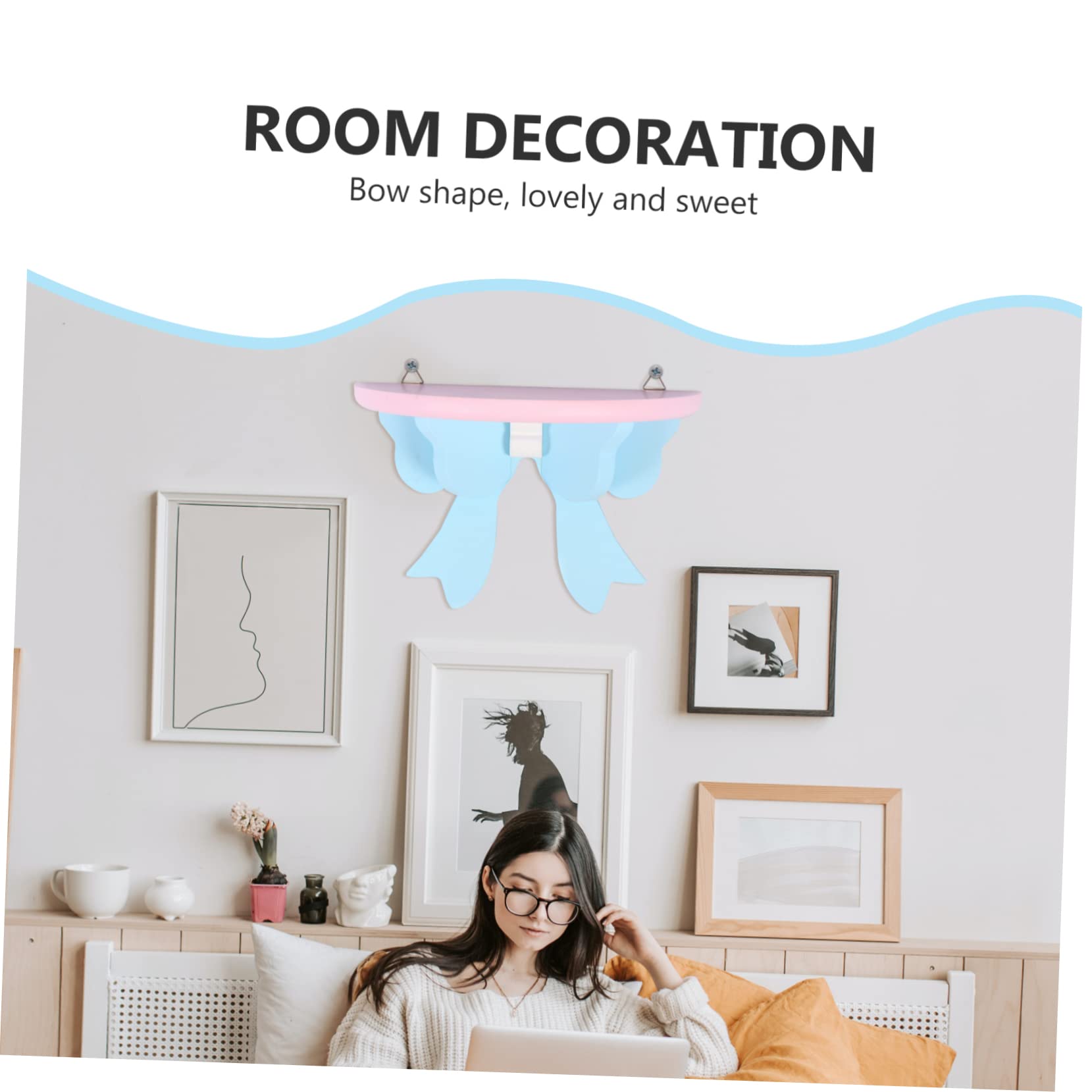 CORHAD 1pc Bow Tie Rack Office Decor Wall Shelf Bowknot Bedroom Shelf Floating Shelves Nursery Decor Office Shelving Kids Bookshelf Semi Wooden Small Bookshelf Child