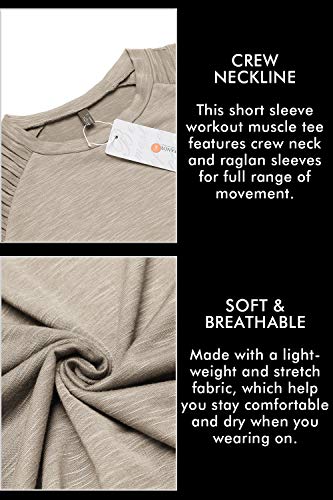 COOFANDY Mens Stylish Gym Tee Fashion Workout Muscle Shirt Khaki M