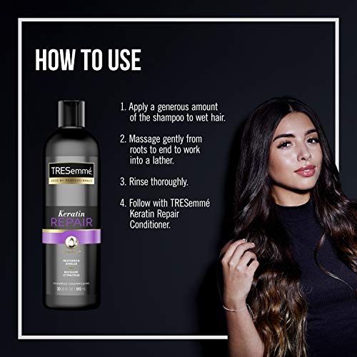 TRESemmé Shampoo for Damaged Hair Keratin Repair Restores and Shields Hair from Damage, 20 Fl Oz (Pack of 4)