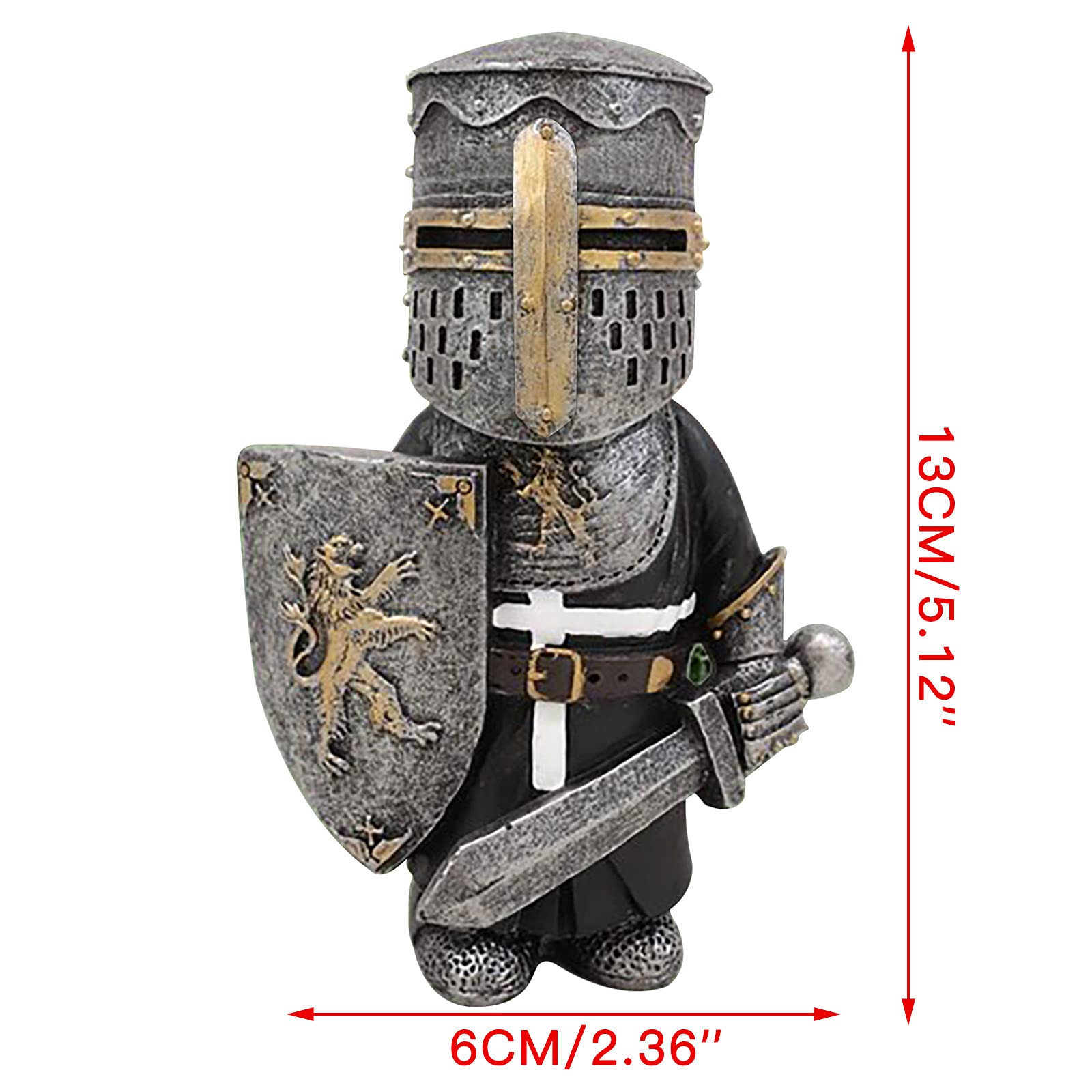 Garden Knight Dwarf Statue, Armor Knight Gnomes Cross Templar Guard Sculptures Art Figurines for Garden in/Outdoor Home Lawn Yard Patio Decor, Funny (C, 1PC)