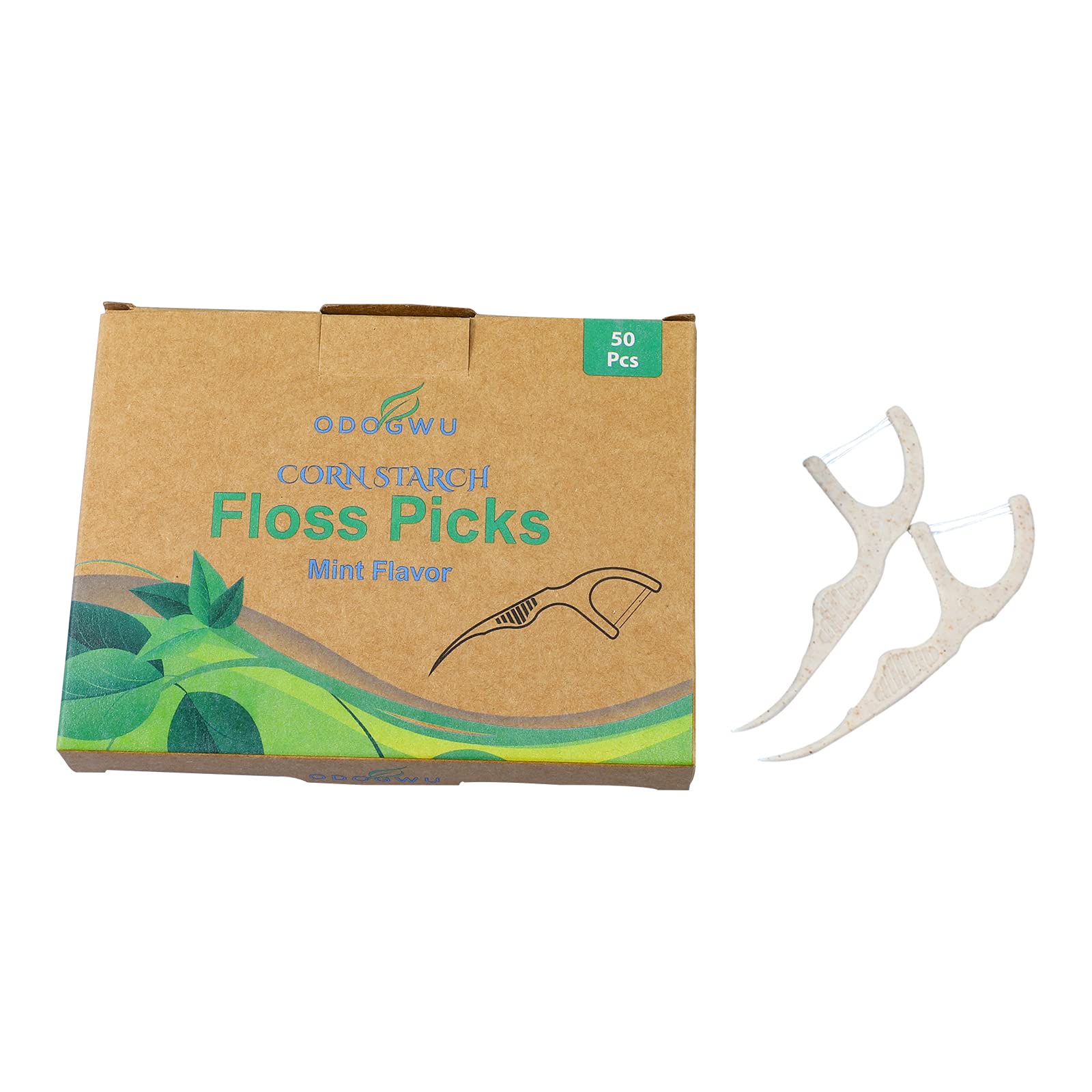 Odogwu Corn Starch Dental Floss Picks (200 Count),Eco Friendly,Sustainable,Zero Waste