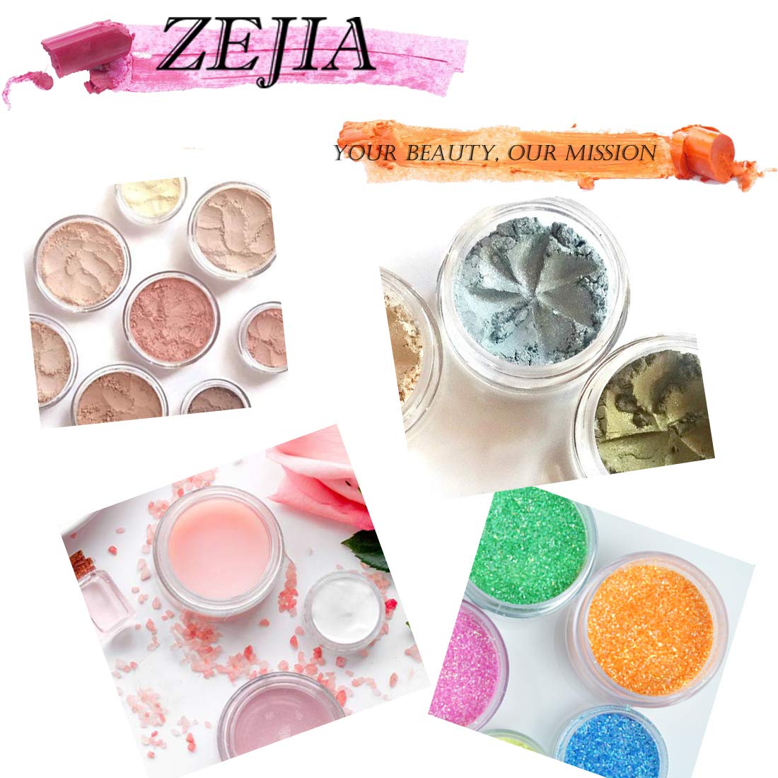 ZEJIA 30pcs Small Travel Containers, Sample Containers with Screw Lids, 5 Size 3/5/10/15/20 Gram Sample Jars, Makeup Small Travel Jars, with Labels and Mini Spatulas