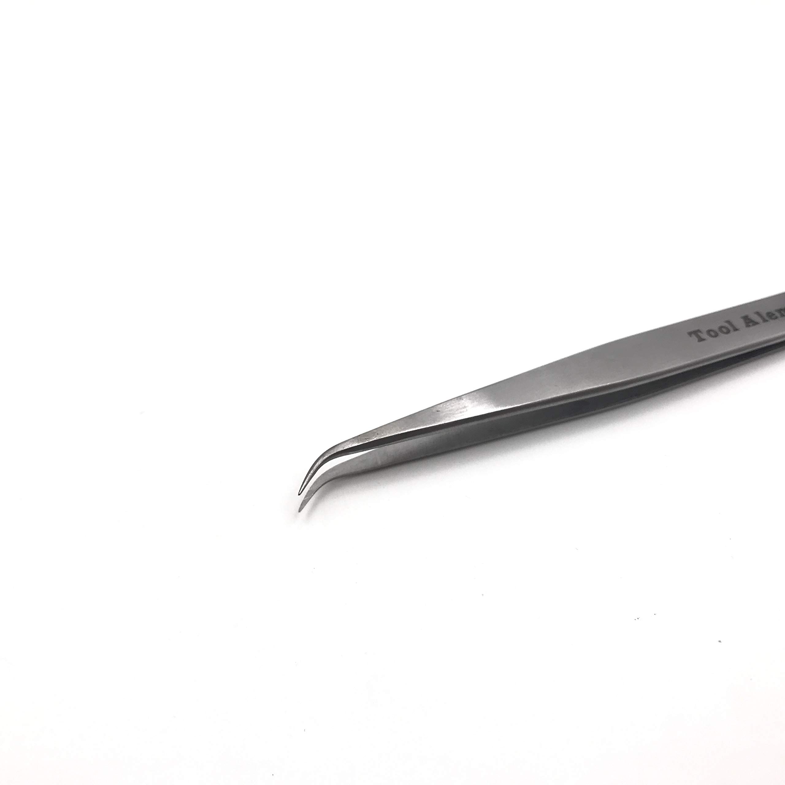 Tool Alement Canadian Stainless Steel Eyelash Extension Tweezers,14cm Semi Curve Eyelash Tweezers M-PK14-8007