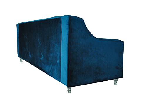Iconic Home Dylan Velvet Modern Contemporary Button Tufted with Silver Nailhead Trim Round Acrylic Feet Sofa