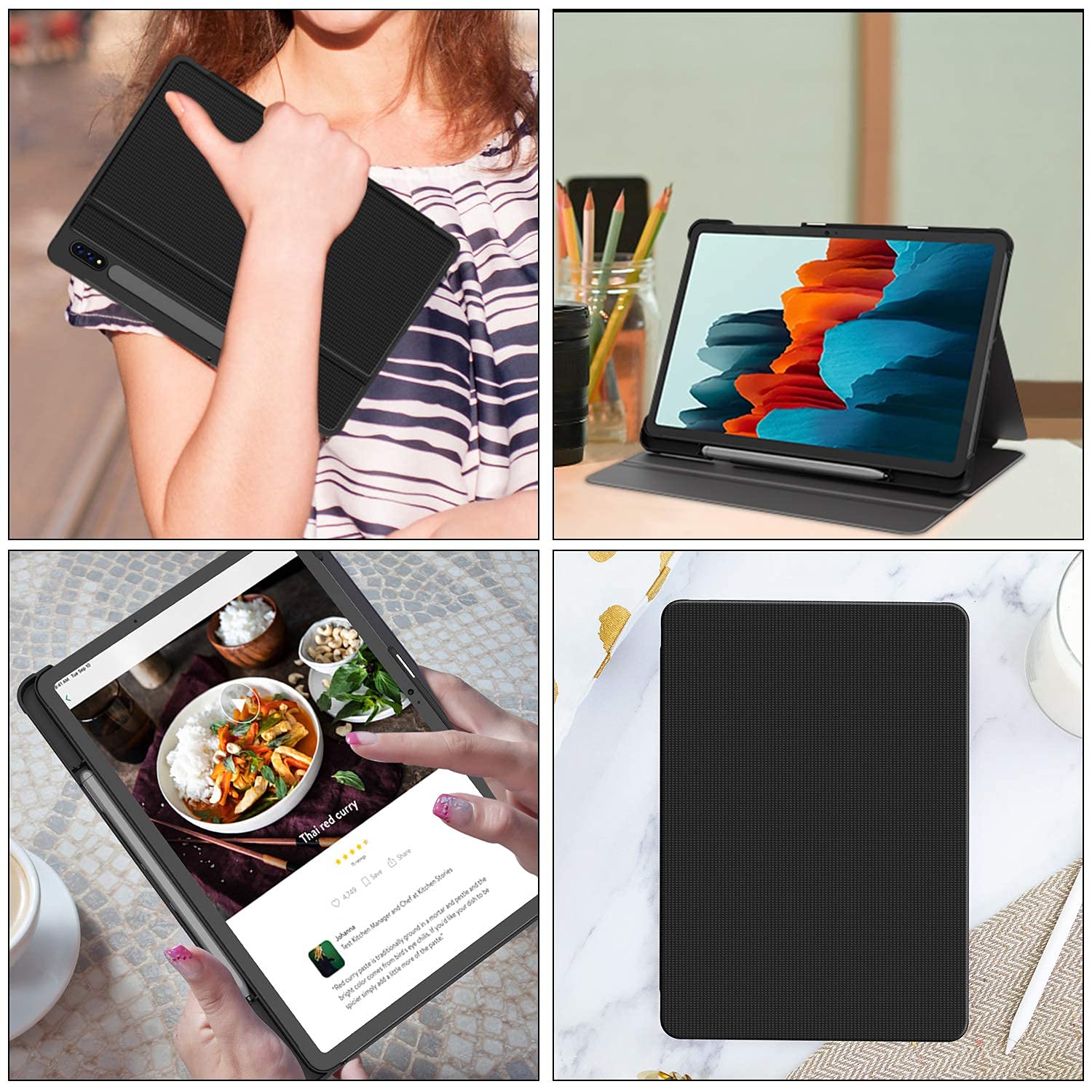 Soke Case for Samsung Tab S8 2022 & S7 2020 -Premium Shock Proof Stand Folio Case, Multi- Viewing Angles, Hard PC Back Cover for Galaxy Tab S8 11 inch Tablet [SM-X700/X706/T870/T875/T878], Black
