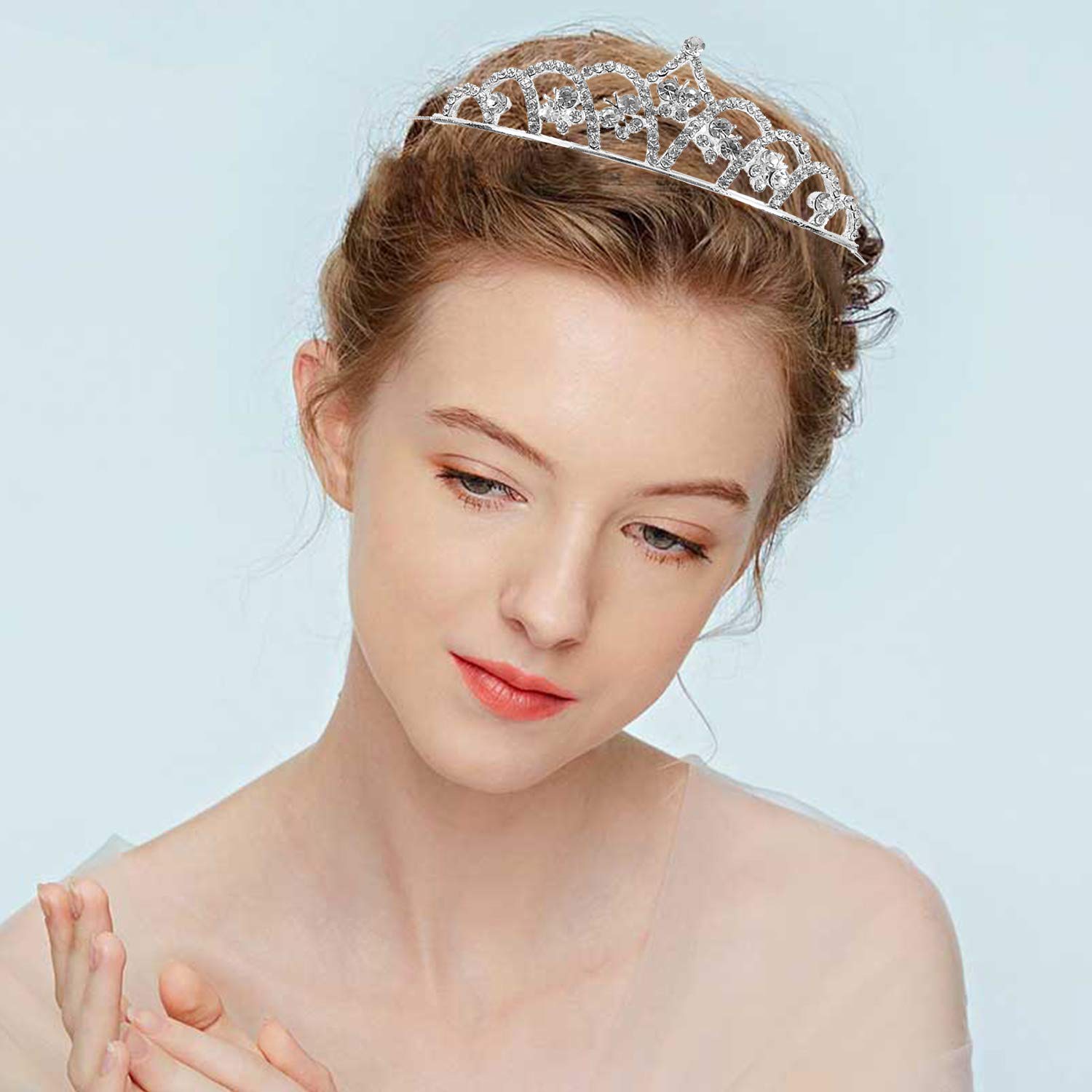 Hedume 6 Pack Girls Princess Crystal Tiara Crown, Rhinestone Princess Crown for Birthday Party, Wedding, Prom, Pageant
