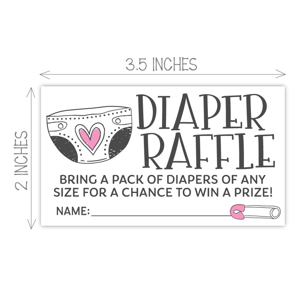 50 Cute Pink Diaper Doodle - Diaper Raffle Tickets - Girl Baby Shower Game