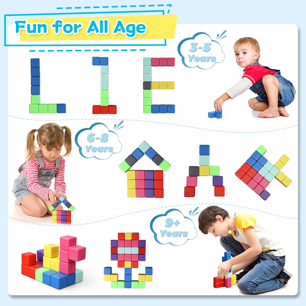 Dilabnba Large Magnetic Block for Kids Toddler, 1.26 Inch Jumbo Magnet Cube Science Kit Building Set, Preschool STEM Educational Learning Creativity Magnet Toys(18PCS)