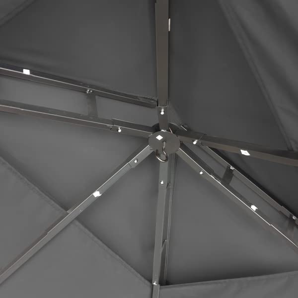 8x5 ft Double Tier Ventilated BBQ Gazebo Canopy Tent - Grey Powder Coated Steel Frame