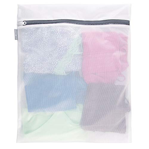 iDesign Mesh Laundry Bag Built in Zipper for Delicates, 16" x 0.5" x 20", Large