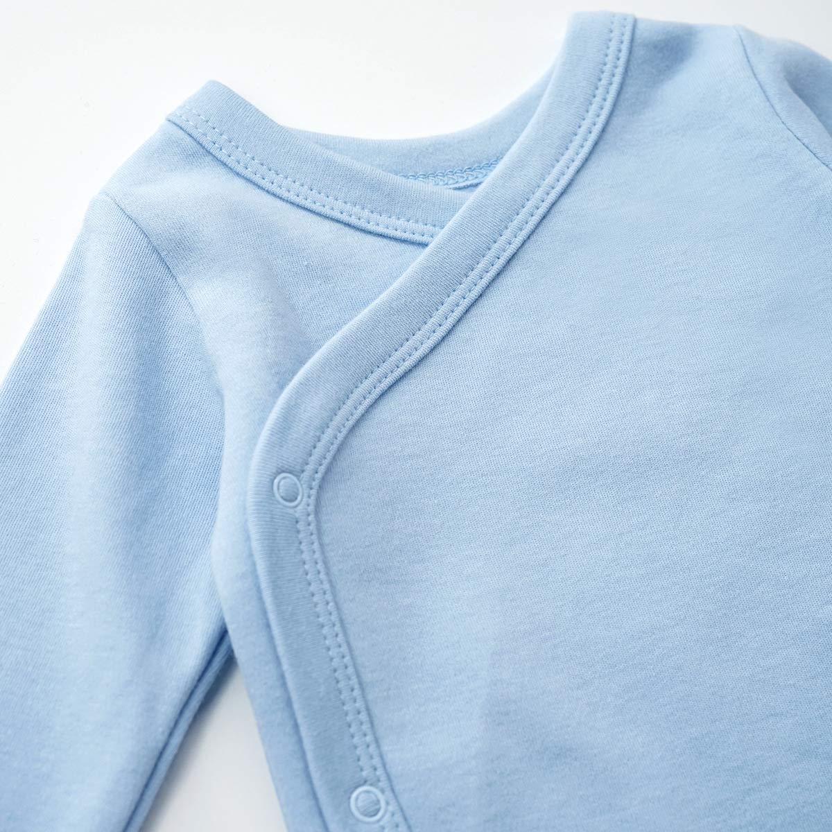 SYCLZ Unisex-Baby 100% Cotton Long Sleeve Side-Snap Shirts Soild Color Kimono Tees 0-12M (3-6M, Blue/Green/Gray)