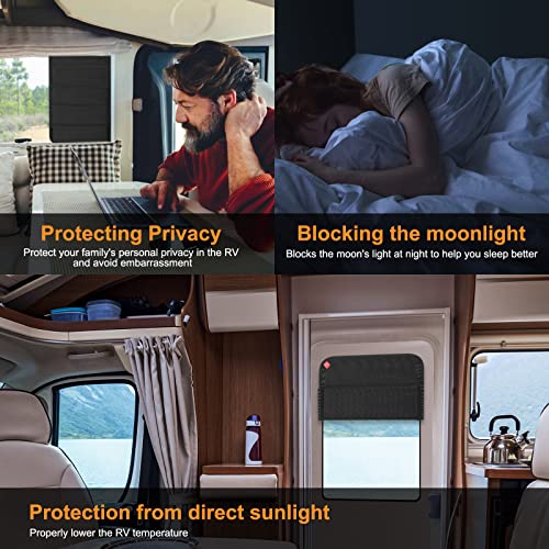 Beletops Foldable Velcro RV Door Window Shade,Camper Door Shade, Thin Shade Ready RV Window Shade,Blocking The Sun's Rays Makes The Interior of The RV Dark for RV Accessories Shade【25''x16''】 Black