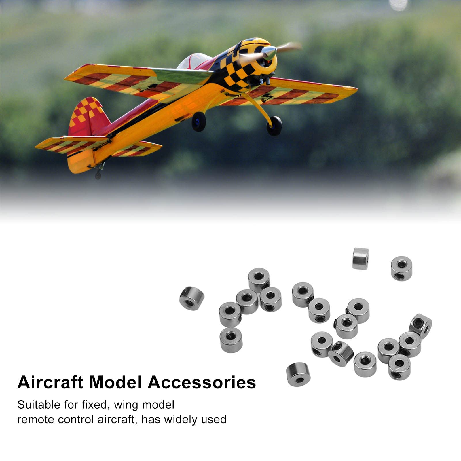 Dilwe Shaft Collar, Landing Gear Stopper Set Wheel Collar Ring, Stainless Steel 2.1mm Landing Gear Stopper Set Wheel Collar RC Airplane Accessory