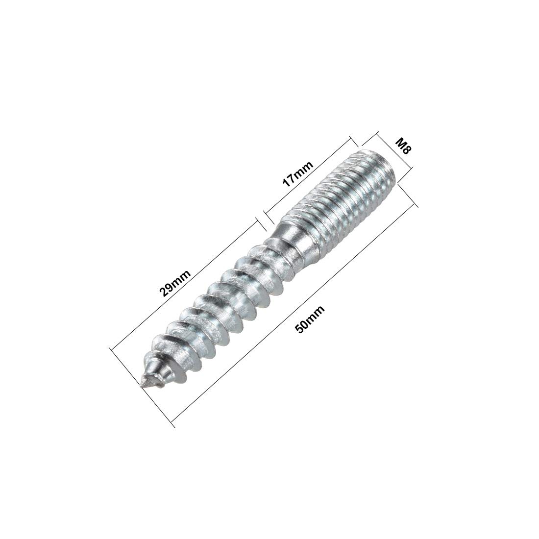 uxcell M8 Hanger Bolts Length 2"(50mm) Double Headed Bolts Self-Tapping Screw 8mm Wood Joint Furniture Legs 8pcs