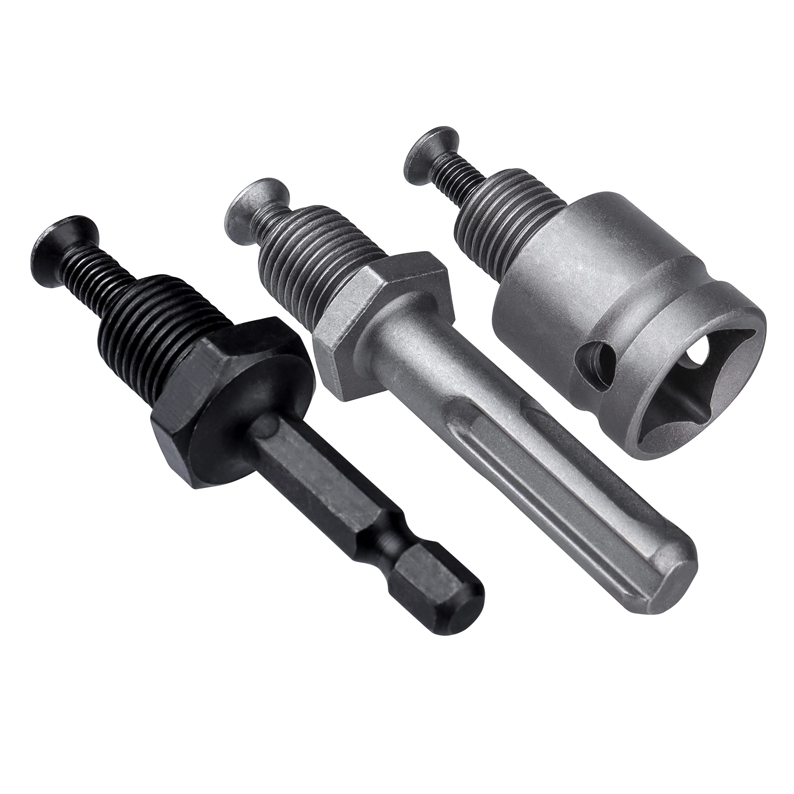 Yakamoz 3Pcs 1/2-20 UNF Mount Thread Drill Chuck Shank Adapter Set, SDS-Plus Shank for Rotary Hammer Drill | 1/4" Hex Shank for Impact Driver | 1/2" Drive Female Adapter for Air Impact Wrench